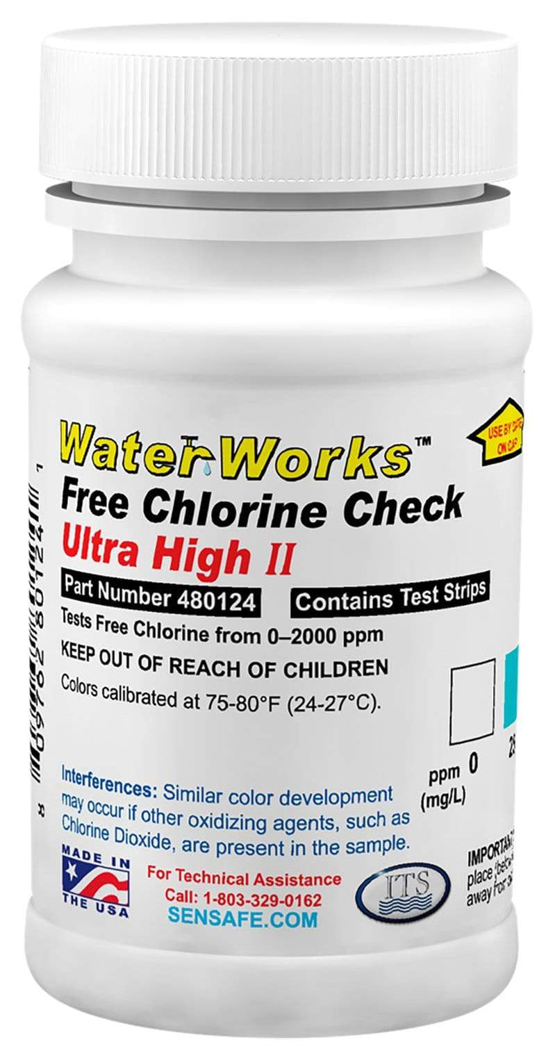 WaterWorks™ Free Chlorine Ultra High II 0-2000ppm (Bottle of 50 tests ...